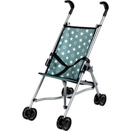 Puppenbuggy BAYER "bordeaux mit Einhorn", gr&uuml;n (grau mit sternen), Puppenwagen, KinderB:27cm H:56cm T:47cm, B:27cm H:56cm T:47cm