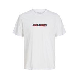 Jack & Jones Rundhalsshirt JACK & JONES "JJMUNK TEE SS CREW NECK", Jungen, Gr. L, wei&szlig; (hellwei&szlig;), Jersey, Obermaterial: 100% Baumwolle, bedruckt, regular fit normal, Rundhals, Shirts Rundhalsshirt, Baumwolle, regular fit