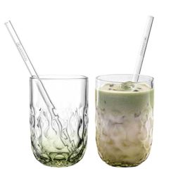 Latte-Macchiato-Glas Leonardo "Matcha Latte Gl&auml;ser mit Glastrinkhalm (2) Gocce 390 ml 2er Set gr&uuml;n", gr&uuml;n, B:7,9cm H:11,9cm &Oslash;:7,9cm, Glas, Trinkgef&auml;&szlig;e, Latte-Macchiato-Glas, Sp&uuml;lmaschinengeeignet, Temperaturbest&auml;ndig bis max. 100C