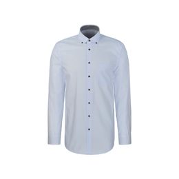 Businesshemd Seidensticker "Schwarze Rose", Herren, Gr. M (39), normale &Auml;rmell&auml;ngen, blau, 100% Baumwolle, gestreift, regular fit, 2-Knopf-Manschette, Hemden, Regular 1/1 Button-Down-Kragen Gestreift