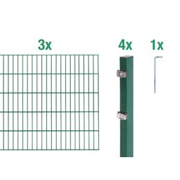 Doppelstabmattenzaun Alberts "Grundset", gr&uuml;n, H:100cm, Stahl, Zaunelemente, H&ouml;he: 80-200 cm, Gesamtl&auml;nge: 4-30 m, zum Einbetonieren