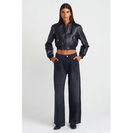 Hochtaillierte Weite Bein Baumwoll-Denim-Jeans