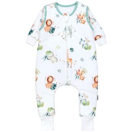 Babyschlafsack TUPTAM "Schlafsack mit F&uuml;&szlig;en Winterschlafsack mit Armen Beinen" Gr. 68, blau (safari (l&ouml;we, giraffe, elefant)), Schlafs&auml;cke, Baby, L: 74cm, Obermaterial: 100% Baumwolle CO., L:74cm