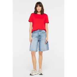 Rundhalsshirt SENSES.THE LABEL, Damen, Gr. L, spicy rot, Single Jersey, Material: 100% Baumwolle, bedruckt, regular fit normal, Rundhals, eingesetzt gerader Abschluss, Shirts Rundhalsshirt, aus Baumwolle