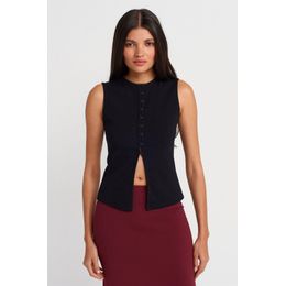 Rippenshirt &Auml;rmellose Knopfleiste Bluse