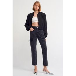 Hochtaillierte Cargo-Jeans mit geradem Bein