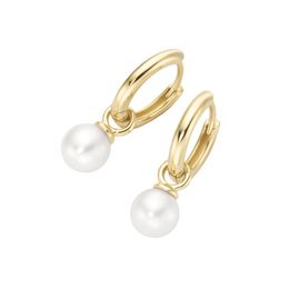 Paar Creolen Luigi Merano "S&uuml;&szlig;wasserperlen als Behang, Gold 585", gold, Ohrringe, Damen, Gelbgold 585