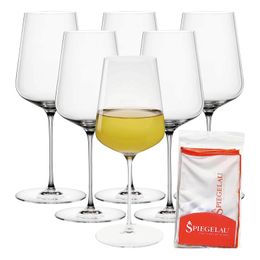 Wei&szlig;weinglas Spiegelau "Universalgl&auml;ser + Poliertuch Definition 550 ml 6er Set transparent", bunt (transparent), Glas, Trinkgef&auml;&szlig;e, Wei&szlig;weinglas