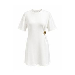 Mini-T-Shirt-Kleid mit Rundhalsausschnitt und Stein-Accessoire