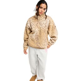 Fleecepullover Roxy "Jive Talking Bonded", Damen, Gr. L, beige (wild side), Obermaterial: 100% Polyester., Sweatshirts Fleecepullover