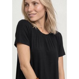 Sommerkleid STREET ONE, Damen, Gr. 34, EURO-Gr&ouml;&szlig;en, schwarz, Stoff, 95% Viskose, 5% Elasthan, unifarben, normal knielang, Rundhals, abgesteppt, Kleider Sommerkleid, knielang