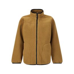 Fleecejacke ZIGZAG "Root", Kinder, Gr. 104, braun (gelb, braun), 100% Polyester, unifarben, normal, ohne Ausschnitt, Jacken Fleecejacke, mit atmungsaktiver Eigenschaft