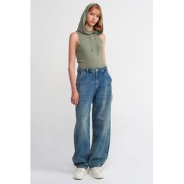 Hoch geschnittene weite Baumwoll-Denim-Jeans