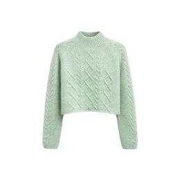Rippstrick-Pullover mit Argyle-Muster und halbem Stehkragen