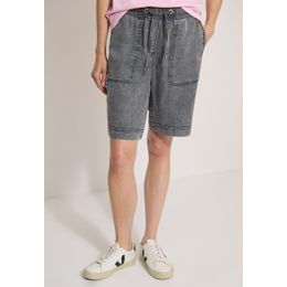 Shorts Cecil, Damen, Gr. XL (44), grau (mid grau random wash), Stoff, 100% Lyocell, unifarben, loose fit kurz, Hosen Shorts, mit Wide Legs