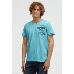 V-Shirt CAMP DAVID, Jungen, Gr. 4XL, blau (aqua), Web, Material: 100% Baumwolle, bedruckt, regular fit normal, V-Ausschnitt, eingesetzt gerader Abschluss, Shirts, mit maskulinem V-Ausschnitt