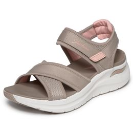 Sandale Skechers "ARCH FIT 2.0 SANDAL", Damen, Gr. 39, beige (taupe kombiniert), Textil, kontrastfarbene Details, Schuhe Sandale, Freizeitschuh, Trekkingschuh mit Arch Fit, Topseller