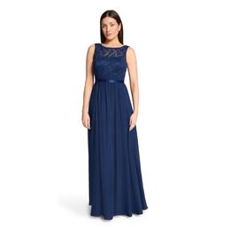 Cocktailkleid Vera Mont "Damen mit Spitze", Damen, Gr. 30, Normalgr&ouml;&szlig;en, festival blau, Chiffon, Obermaterial: 100% Polyester. Futter: 100% Polyester, festlich, ausgestellt lang, Rundhals, Kleider