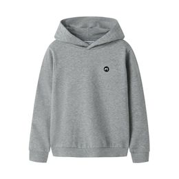 Kapuzensweatshirt NAME IT "NKMVIMO LS SWEAT W HOOD BRU NOOS", Jungen, Gr. 116, grau (grau melange), Sweatware, Obermaterial: 60% Baumwolle, 40% Polyester, meliert, regular fit normal, Rundhals, Rippb&uuml;ndchen, Sweatshirts, Baumwollmischung, regular fit