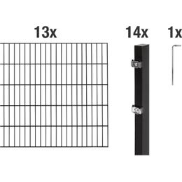 Doppelstabmattenzaun Alberts "Grundset", schwarz, H:120cm, Stahl, Zaunelemente, H&ouml;he: 80-200 cm, Gesamtl&auml;nge: 4-30 m, zum Einbetonieren