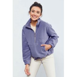 Oversized Halb-Rei&szlig;verschluss Pl&uuml;sch Sweatshirt
