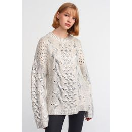 Oversized Kabelstrick Rundhals-Pullover