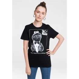 T-Shirt logoshirt "Sesamstrasse - Kr&uuml;melmonster Pate", Damen, Gr. M, schwarz, 100% Baumwolle, bedruckt, normal, Rundhals, Shirts T-Shirt, mit coolem Print