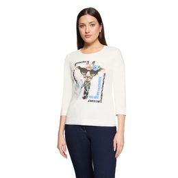 3/4-Arm-Shirt Betty Barclay "Damen mit Aufdruck", Damen, Gr. 40, patch cream, dunkelblau, Jersey, Obermaterial: 95% Baumwolle, 05% Elasthan, figurumspielend normal, Rundhals, Shirts 3/4-Arm-Shirt