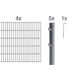 Doppelstabmattenzaun Alberts "Grundset", anthrazit, H:80cm, Stahl, Zaunelemente, H&ouml;he: 80-200 cm, Gesamtl&auml;nge: 4-30 m, zum Einbetonieren