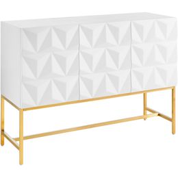 Sideboard OTTO HOME "Rovuma", wei&szlig;, B:120cm H:85cm T:42,5cm, Sideboards, Sideboard, in 3D-Optik und goldfarbenem Metallgestell