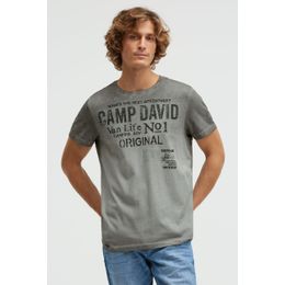 Rundhalsshirt CAMP DAVID, Jungen, Gr. S, dusty gr&uuml;n, Single Jersey, Material: 100% Baumwolle, bedruckt, regular fit normal, Rundhals, eingesetzt gerader Abschluss, Shirts Rundhalsshirt, aus Baumwolle
