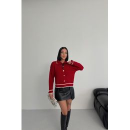 Strukturiertes Polohemd Strickpullover mit Banddetail