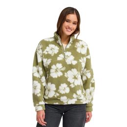 Fleecepullover Roxy "Jive Talking Bonded", Damen, Gr. L, gr&uuml;n (oil gr&uuml;n hippy bico), Obermaterial: 100% Polyester., Sweatshirts Fleecepullover