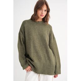 &Uuml;bergr&ouml;&szlig;e Rippstrickpullover mit Rundhalsausschnitt