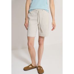 Shorts Cecil, Damen, Gr. L (42), grain beige, Stoff, 73% Viskose, 25% Polyester, 2% Elasthan, gestreift, loose fit kurz, Hosen Shorts, in Bermuda-L&auml;nge
