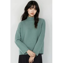 Oversized Halb-Stehkragen Strickpullover
