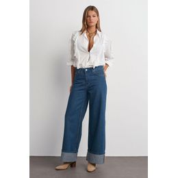 Hochtaillierte weite Baumwoll-Denim-Jeans