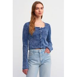Baumwoll-Ripp-Strickjacke im Crop-Design