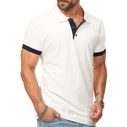 Poloshirt DAILY COTTON "Daily Cotton Poloshirt in Kurzarm als Freizeit Polo T-Shirt - Polo-Hemd f&uuml;r Herren", Jungen, Gr. M, wei&szlig;, Obermaterial: 100% Baumwolle CO., B&uuml;ndchen kontrastfarben, Shirts, M&auml;nner Polohemd im Regular-Fit in Piqu&eacute;-Qualit&auml;t