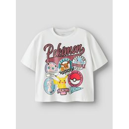 Kurzarmshirt name it "NKFJYLAL POKEMON SS RLX TOP BOX NOOS SKY", M&auml;dchen, Gr. 116, wei&szlig; (hellwei&szlig;), Jersey, Obermaterial: 100% Baumwolle, bedruckt, normal, Rundhals, Shirts, Baumwolle, mit Pokemon Druck