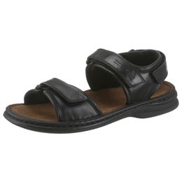 Sandale Josef Seibel "Rafe", Herren, Gr. 44, schwarz, Leder, Schuhe Sandale, Sommerschuh, Klettschuh, Freizeitsandale, mit 3-fach Klettverschluss