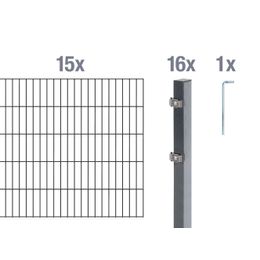 Doppelstabmattenzaun Alberts "Grundset", anthrazit, H:180cm, Stahl, Zaunelemente, H&ouml;he: 80-200 cm, Gesamtl&auml;nge: 4-30 m, zum Einbetonieren