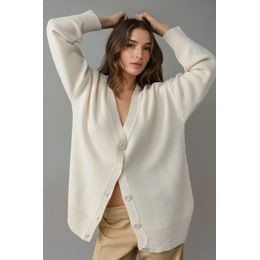 &Uuml;bergro&szlig;er Rippstrick V-Ausschnitt Knopf-Cardigan