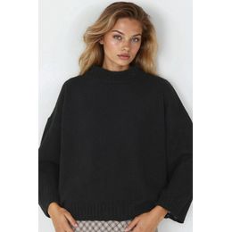 &Uuml;bergro&szlig;er strukturierter Strickpullover mit Rundhalsausschnitt