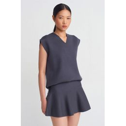 Damen Ripp-Strick V-Ausschnitt Pullover-Weste