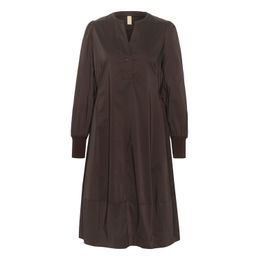 Midikleid Culture "Kleid CUantoinett", Damen, Gr. L, N-Gr, braun (demitasse), Obermaterial: 65% Baumwolle CO. 33% Polyester PES. 2% Elasthan EL., Kleider Midikleid
