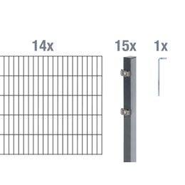 Doppelstabmattenzaun Alberts "Grundset", anthrazit, H:80cm, Stahl, Zaunelemente, H&ouml;he: 80-200 cm, Gesamtl&auml;nge: 4-30 m, zum Einbetonieren