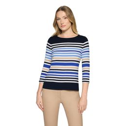 3/4-Arm-Shirt Betty Barclay "Damen mit U-Boot-Ausschnitt", Damen, Gr. 36, dunkelblau, wei&szlig;, Jersey, Obermaterial: 95% Viskose, 5% Elasthan, Basic, tailliert normal, U-Boot-Ausschnitt, Shirts 3/4-Arm-Shirt