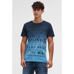 Rundhalsshirt CAMP DAVID, Jungen, Gr. M, blau, Single Jersey, Material: 100% Baumwolle, bedruckt, regular fit normal, Rundhals, eingesetzt gerader Abschluss, Shirts Rundhalsshirt, mit Farbverlauf