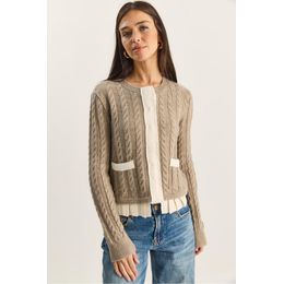 Haar-Muster Strick-Cardigan